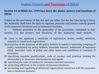 Insurance regulatory and development authority of india ppt | PPTX