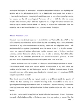 Practice and Implication of Principle of Proximate Cause by the ...