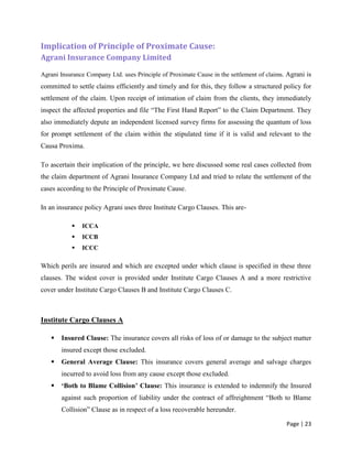 Practice and Implication of Principle of Proximate Cause by the ...
