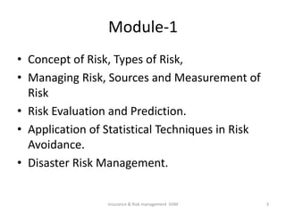 Insurance & risk management modeule 1 part1 a | PPTX