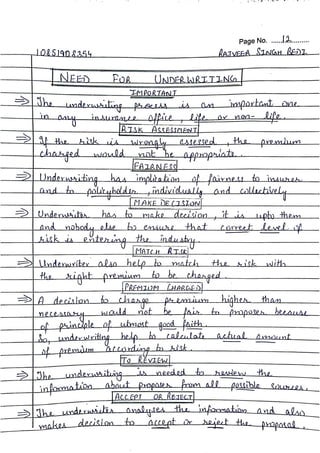 Insurance service management | B com sem 5th | Hand written Notes | by ...