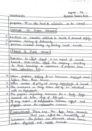 Insurance service management | B com sem 5th | Hand written Notes | by ...