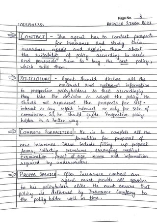 Insurance service management | B com sem 5th | Hand written Notes | by ...