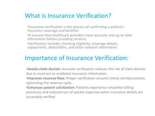 Insurance Verification with Networth RCM. | PPT
