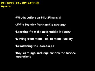 Insuring Lean Operations - How JPF Learned to be Lean | PPT