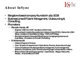 In Sync Consulting - Profile | PPT | Management Consulting Industry ...