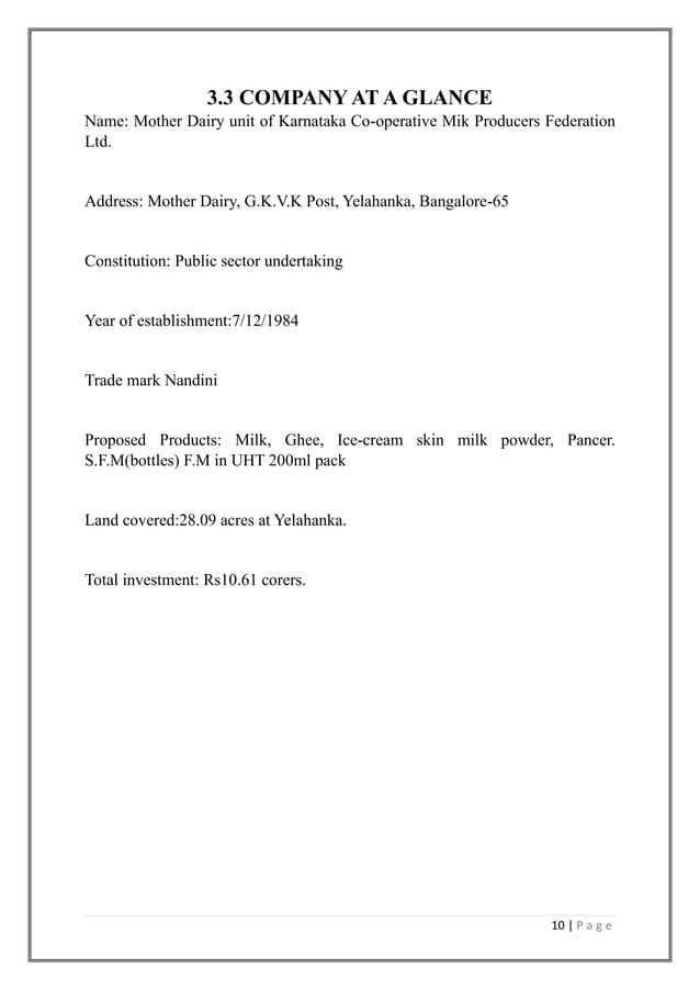 KMF YELAHANKA INTERSHIP REPORT DONE BY RAMAKANT | PDF