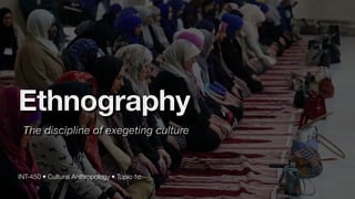 INT-450 Topic 1c Ethnography and Methods | PPT