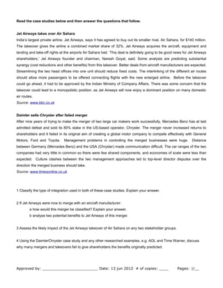 Internal/External Growth, Integration Worksheet | DOC