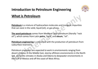 Introduction to the petroleum engineering | PDF