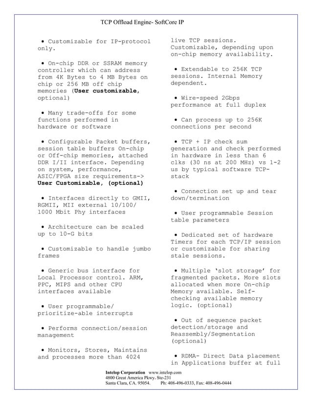 Int 1010 Tcp Offload Pdf Computer Networking Computing