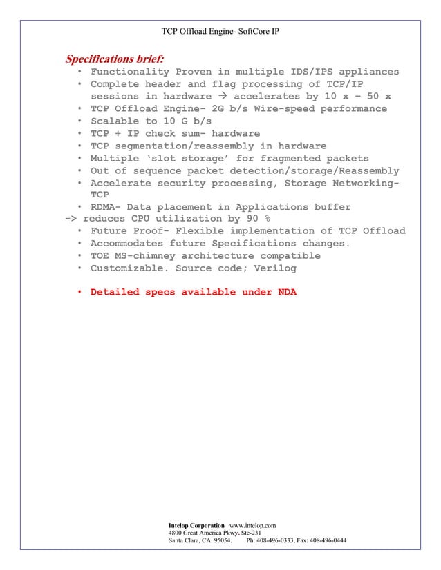 Int 1010 Tcp Offload Pdf Computer Networking Computing
