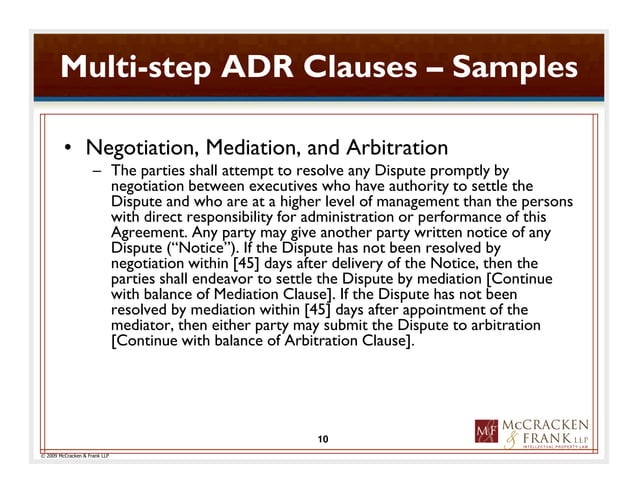 ADR Clauses for IP Agreements | PDF