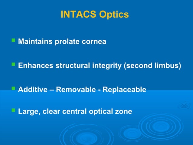 Intacs, Corneal inserts for treatment of keratoconus and ectasia | PPT ...