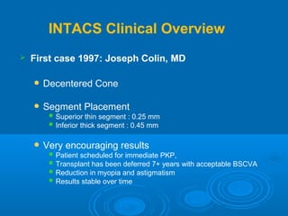 Intacs, Corneal inserts for treatment of keratoconus and ectasia | PPT