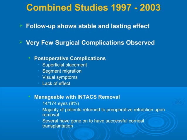 Intacs, Corneal inserts for treatment of keratoconus and ectasia | PPT ...