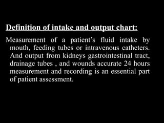 Rationale For Intake And Output