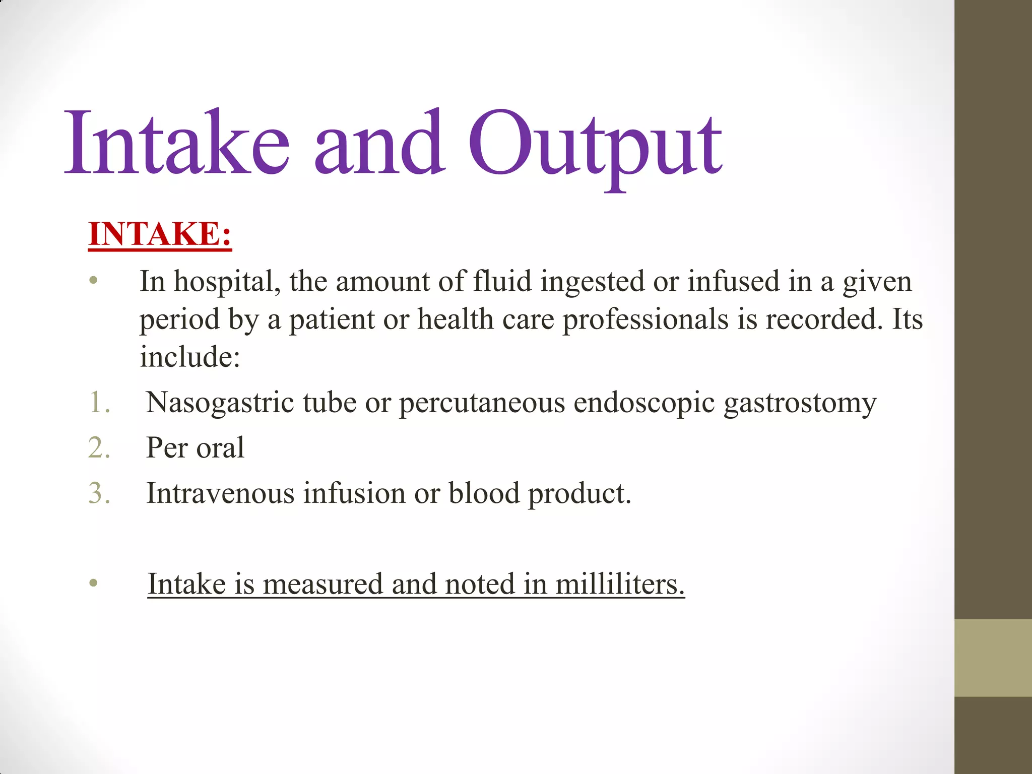 Intake and output class of year one student final 2 | PDF | Food & Drink