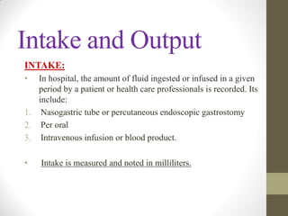 Intake and output class of year one student final 2 | PDF