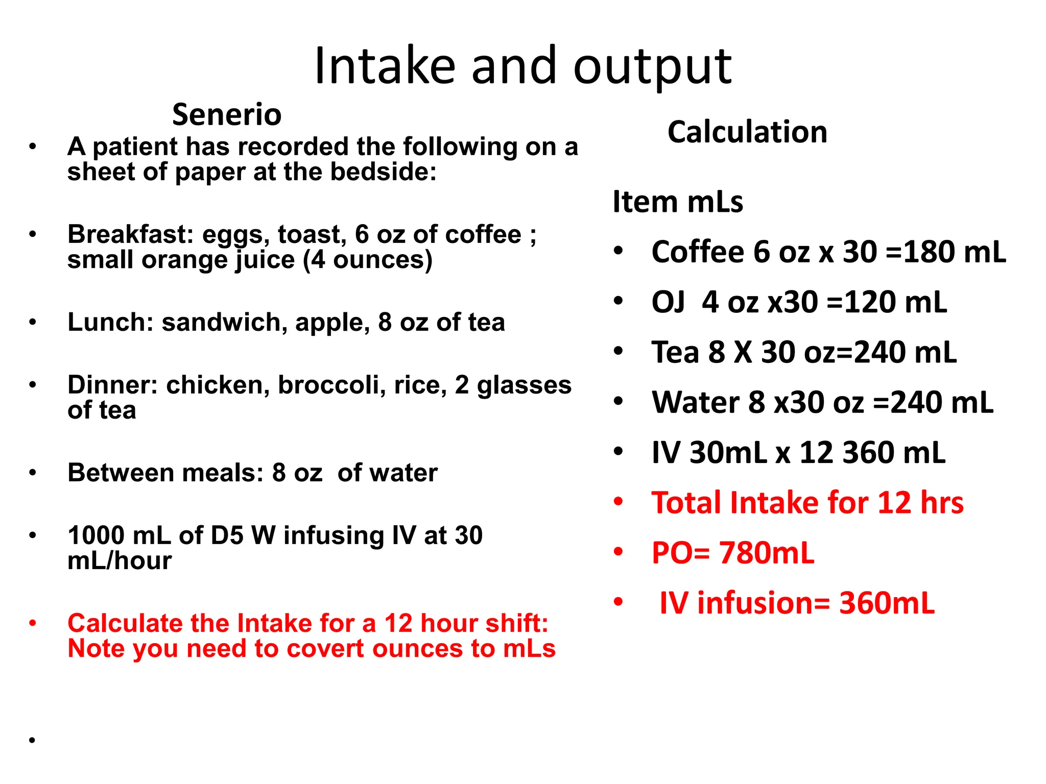 Intake & Output Calculations in Nursing. | PPTX
