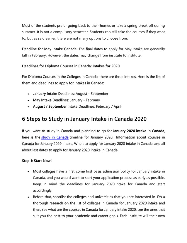 Everything you need to know about Intakes in Canada | PDF