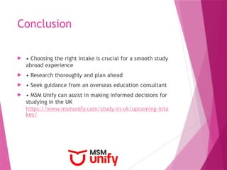 Understanding Intakes in the UK for International Students | PPTX