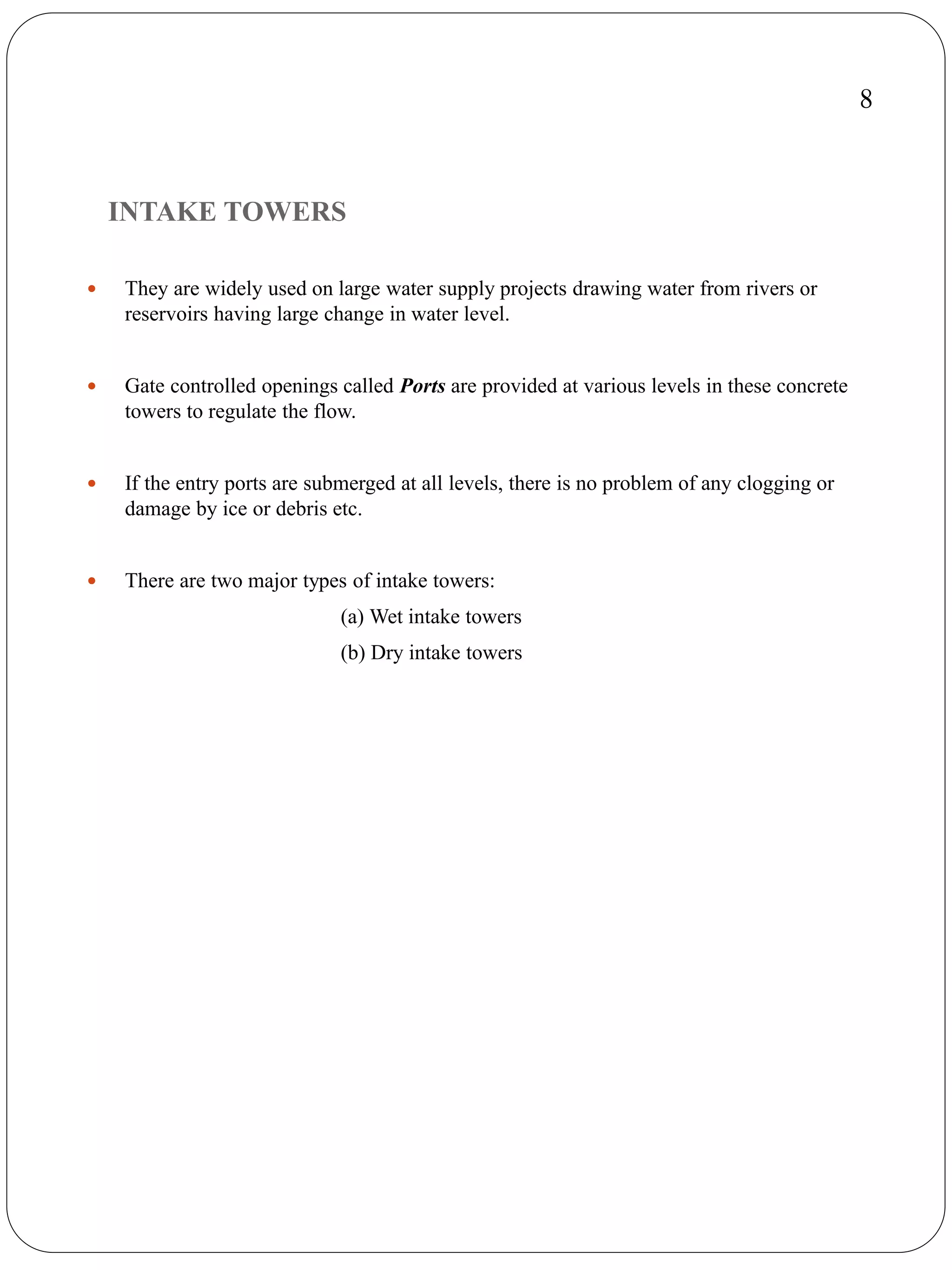 Intake structures by RAHUL | PPTX | Civil Engineering Industry | Industries