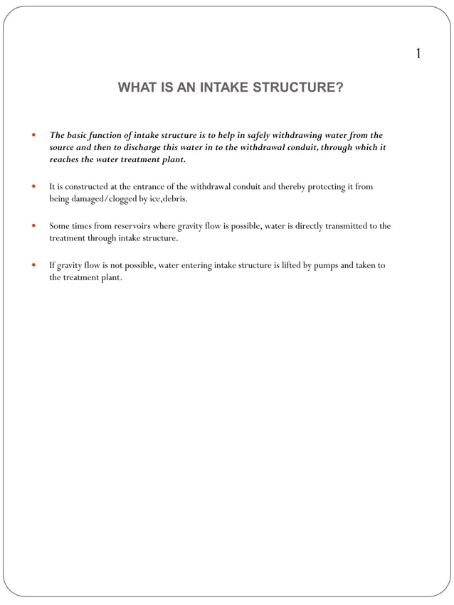 Intake structures by RAHUL | PPTX | Civil Engineering Industry | Industries