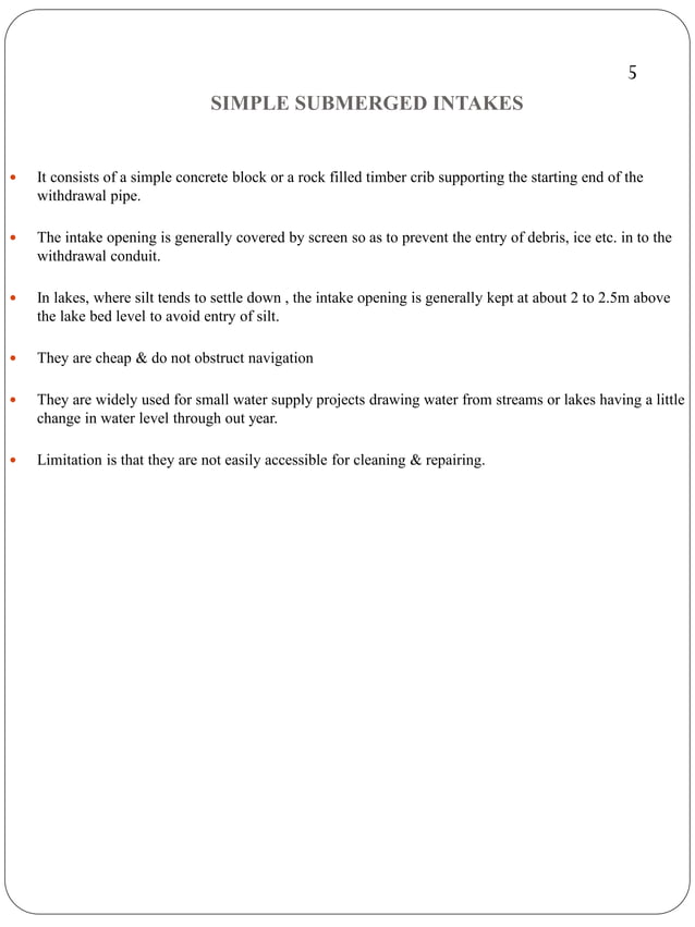 Intake structures by RAHUL | PPTX | Civil Engineering Industry | Industries