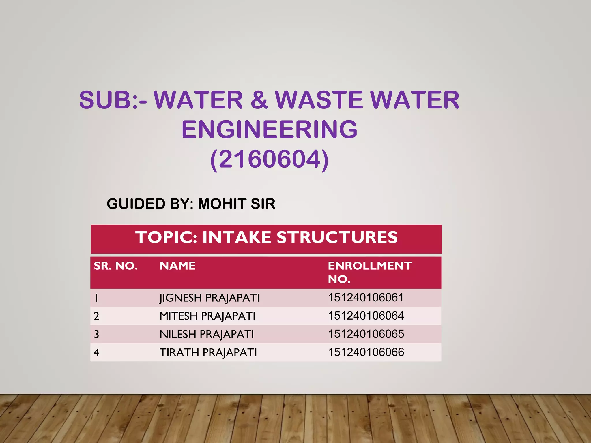 Intake structures in wwwe | PPT