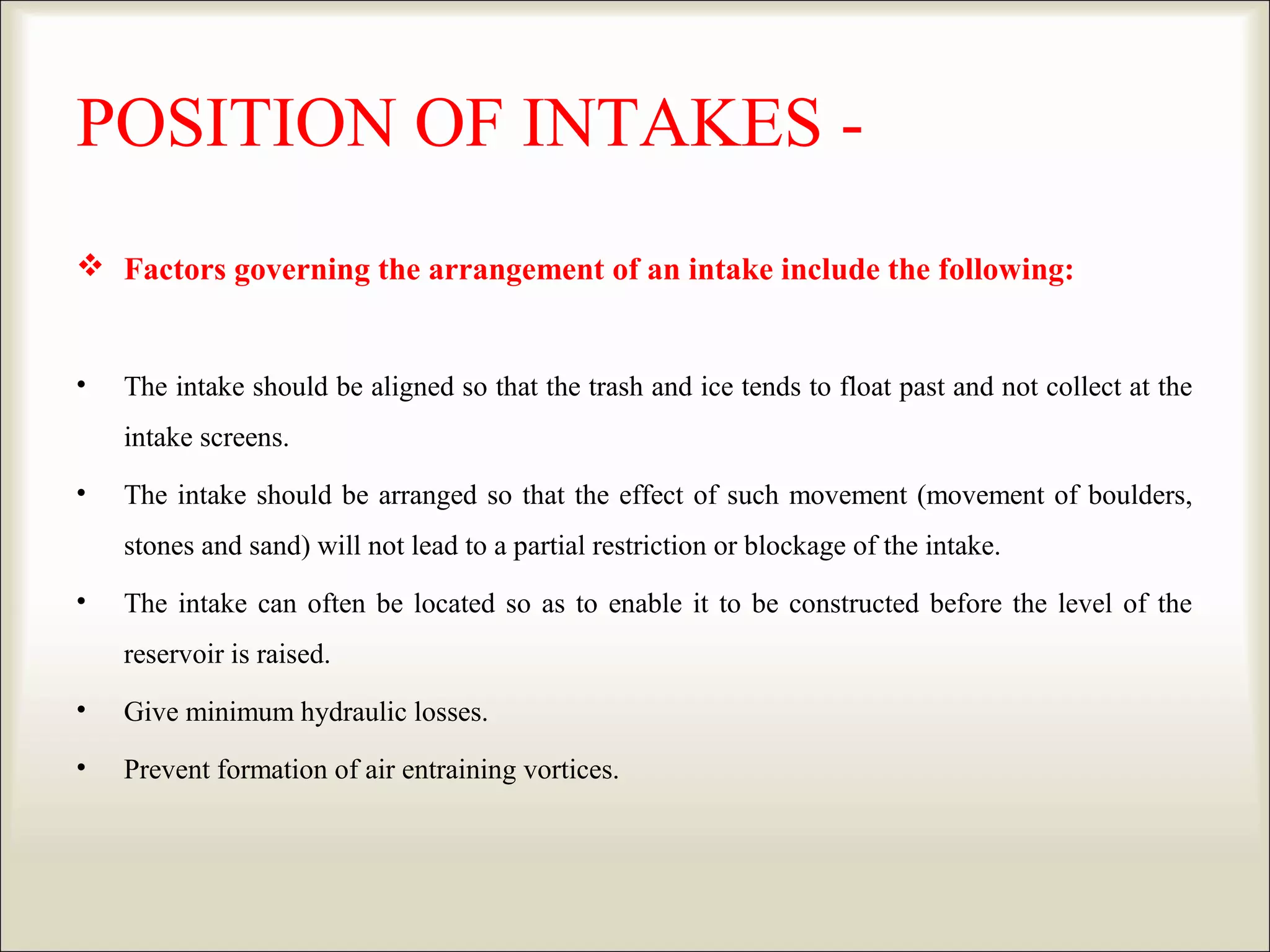 Intake works at diversion | PPT
