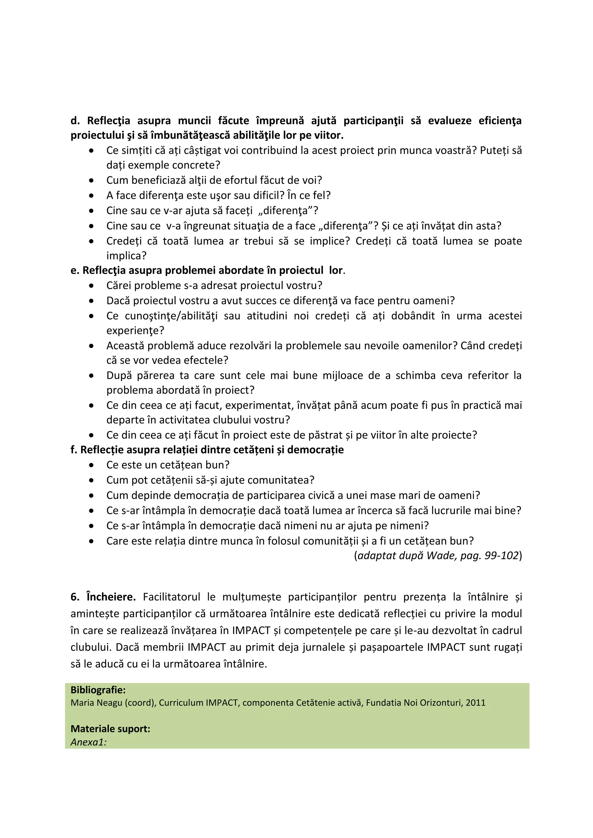 Întâlnirea I de reflecţie şi autoevaluare | PDF