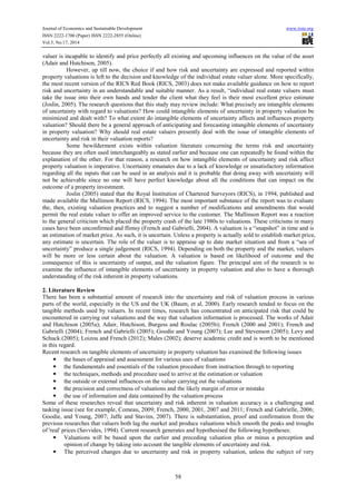 Intangible elements of uncertainty in property valuation theoretical ...