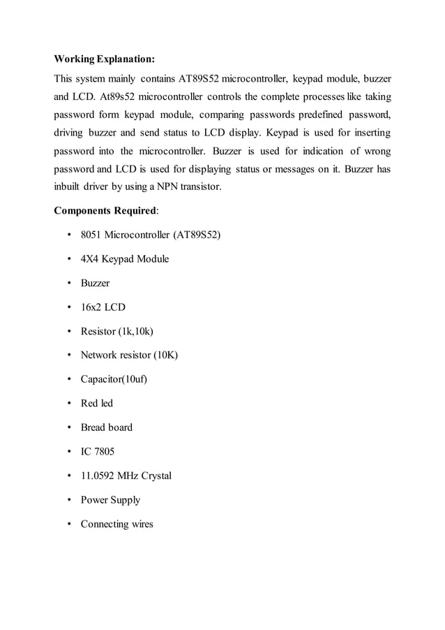 Auto Room Lighting and Door lock Report | PDF