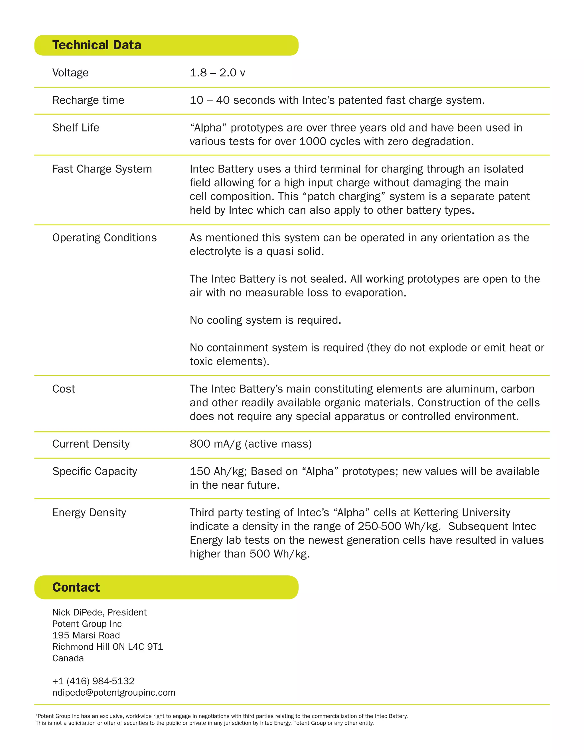 Intec data sheet | PDF