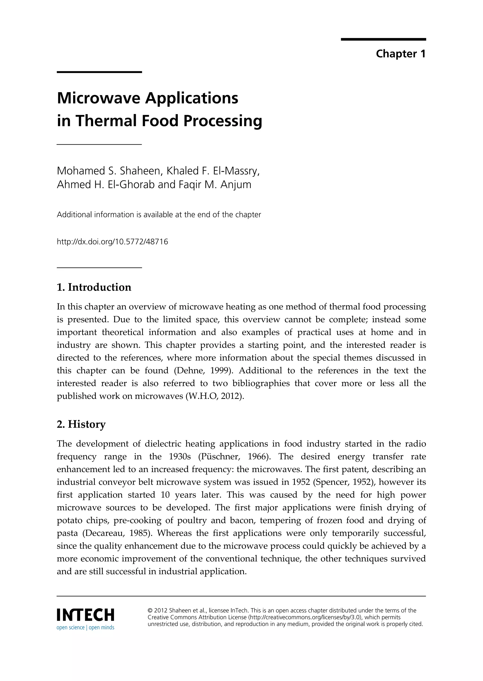 microwave applications in thermal food processing | PDF