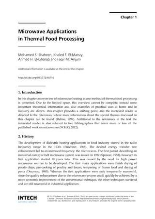 microwave applications in thermal food processing | PDF