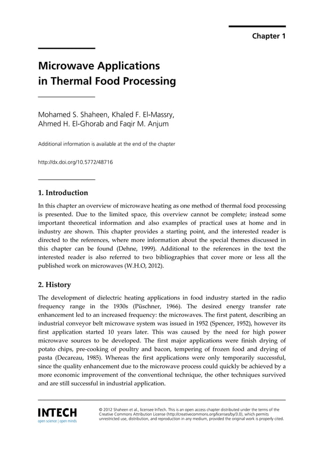 microwave applications in thermal food processing | PDF