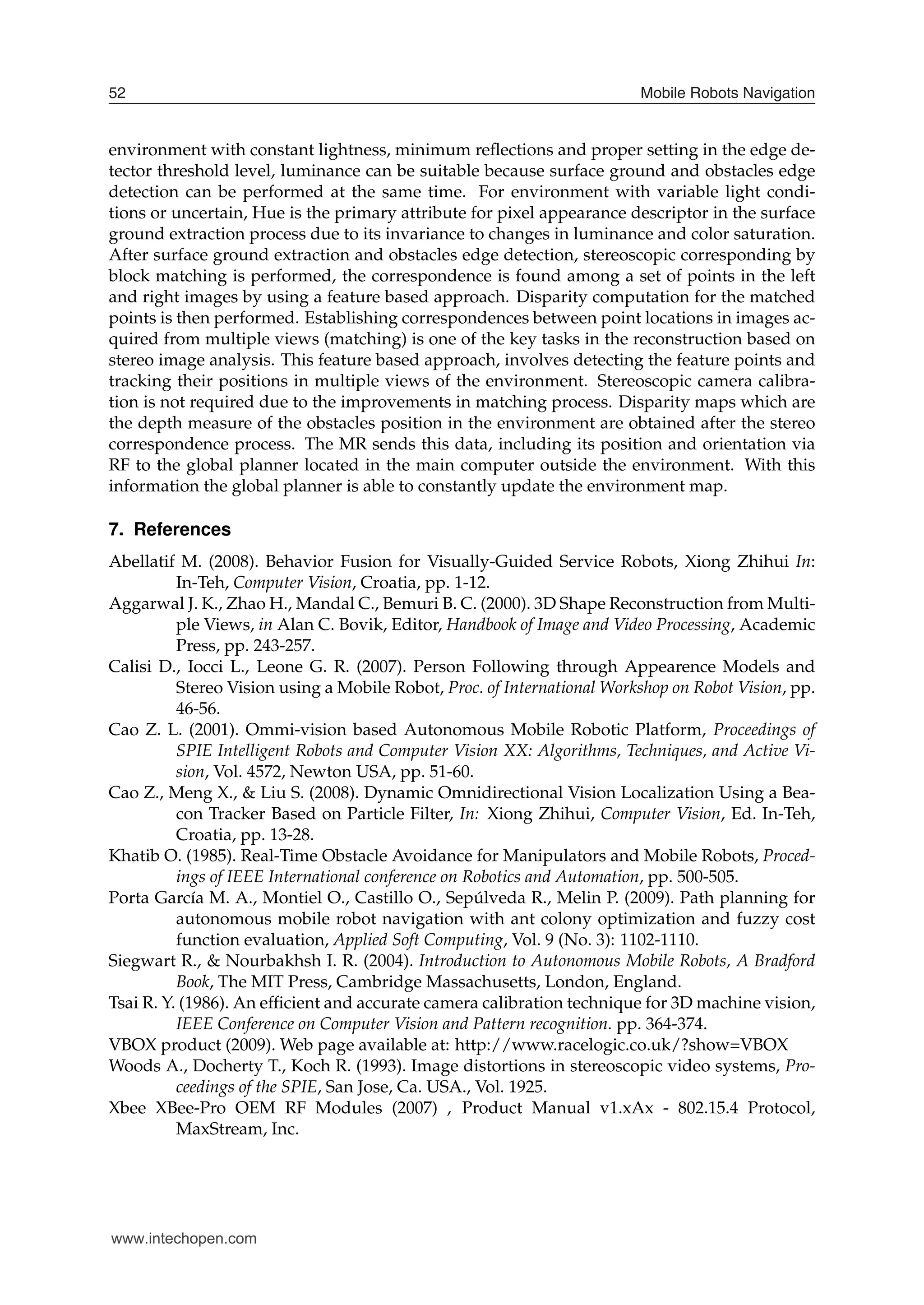 In Tech Vision Based Obstacle Detection Module For A Wheeled Mobile