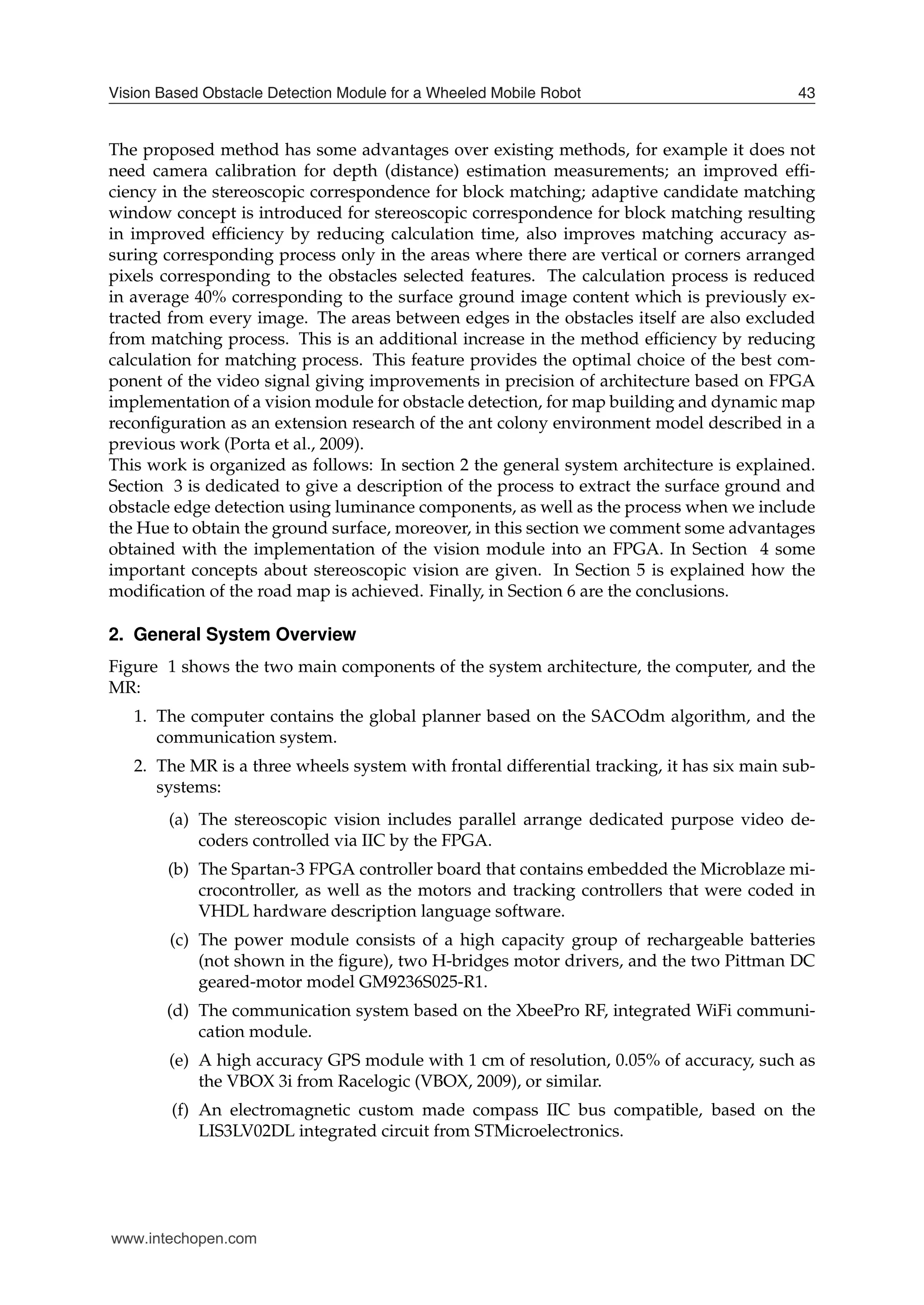 In Tech Vision Based Obstacle Detection Module For A Wheeled Mobile