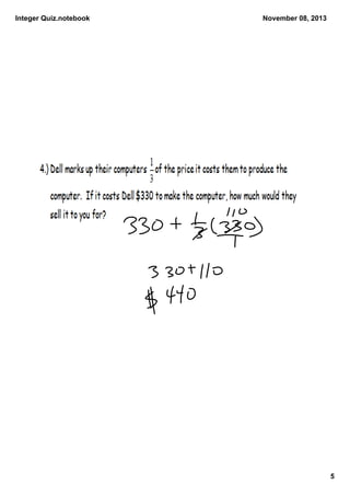 Integer quiz | PDF