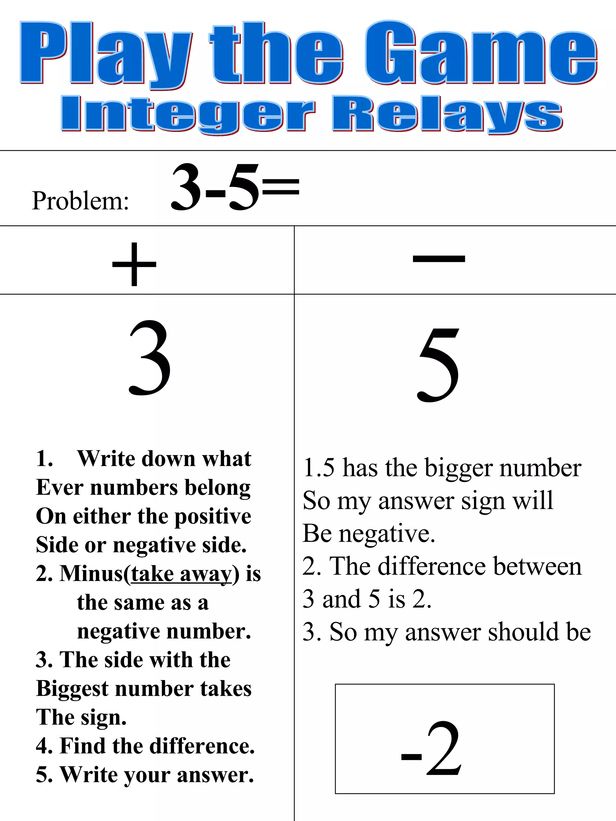 Integer Relays | PPT