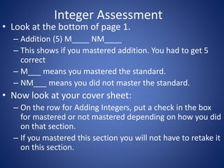 Integer assessment corrections | PPT