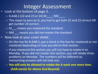 Integer assessment corrections | PPT