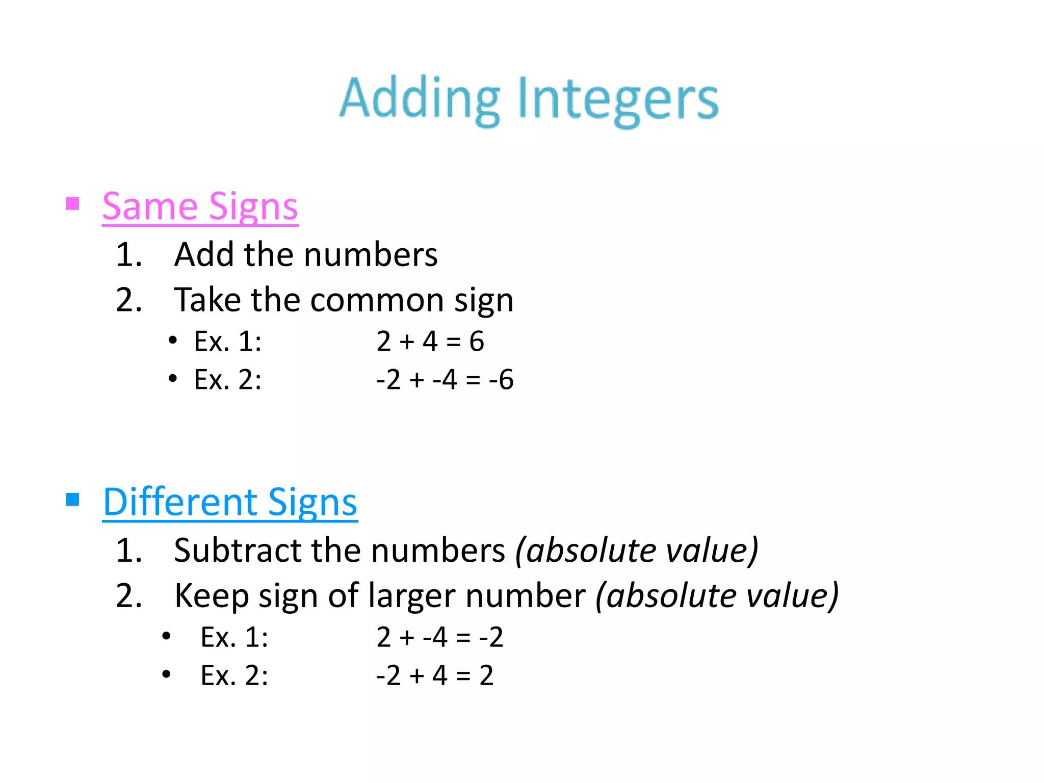 Integer operations | PPTX