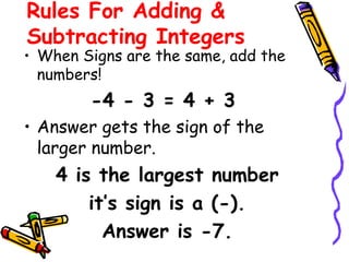 Integer practice (add and subtract) ppt | PPT | Science