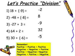 Dividing Integers Examples