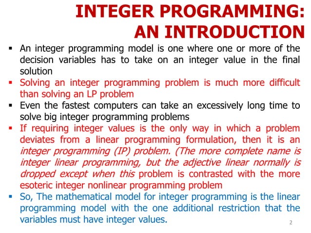 Integer programming | PPT