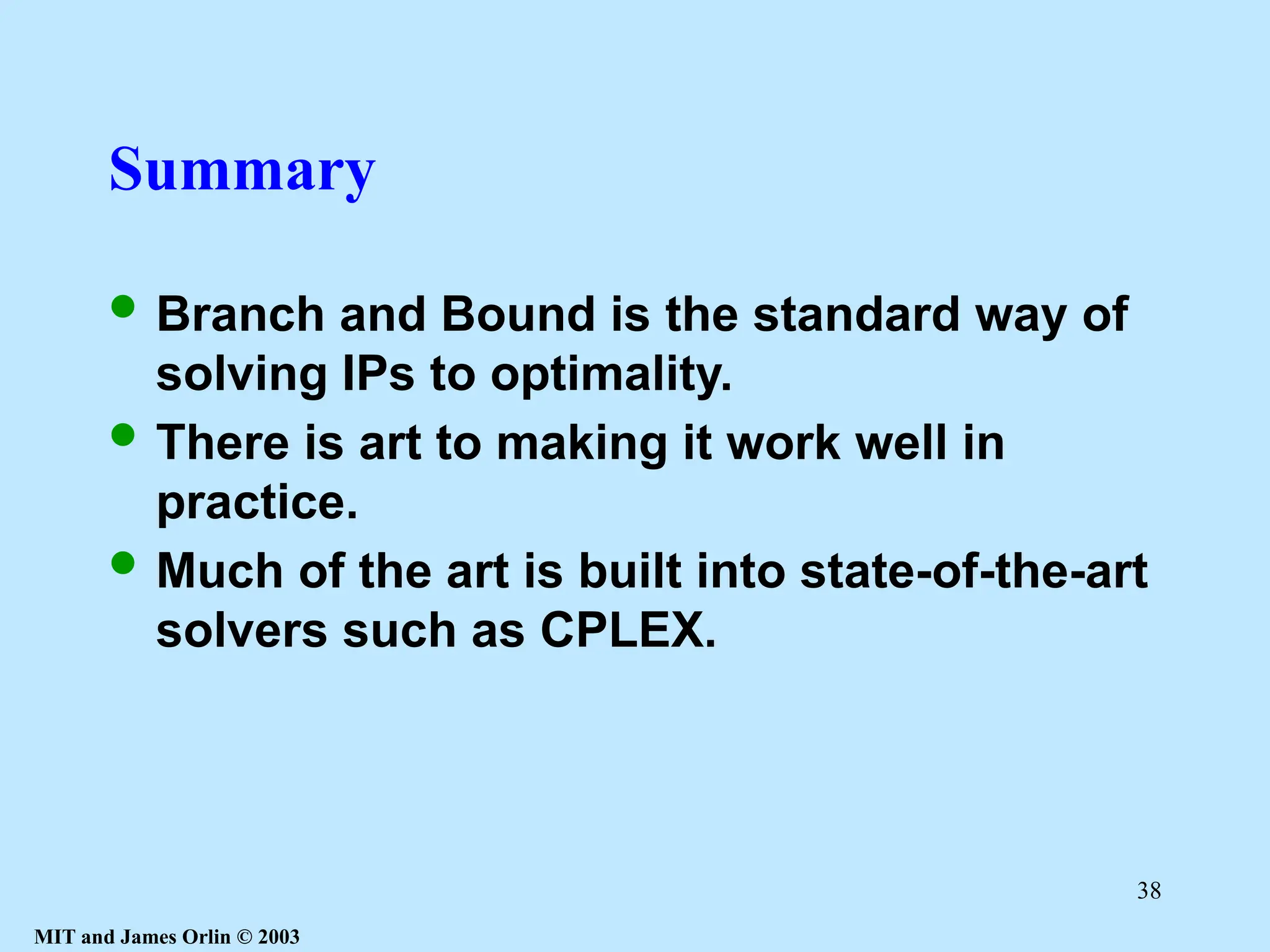 Overview of techniques for solving integer programs | PPT