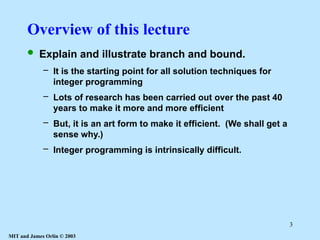 Overview of techniques for solving integer programs | PPTX